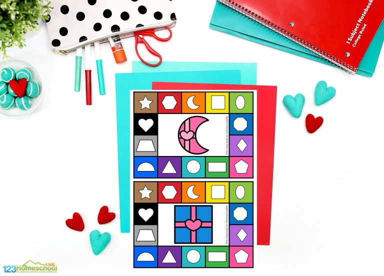 Valentine’s Day Shape Clip Cards - Math Activities for Preschool