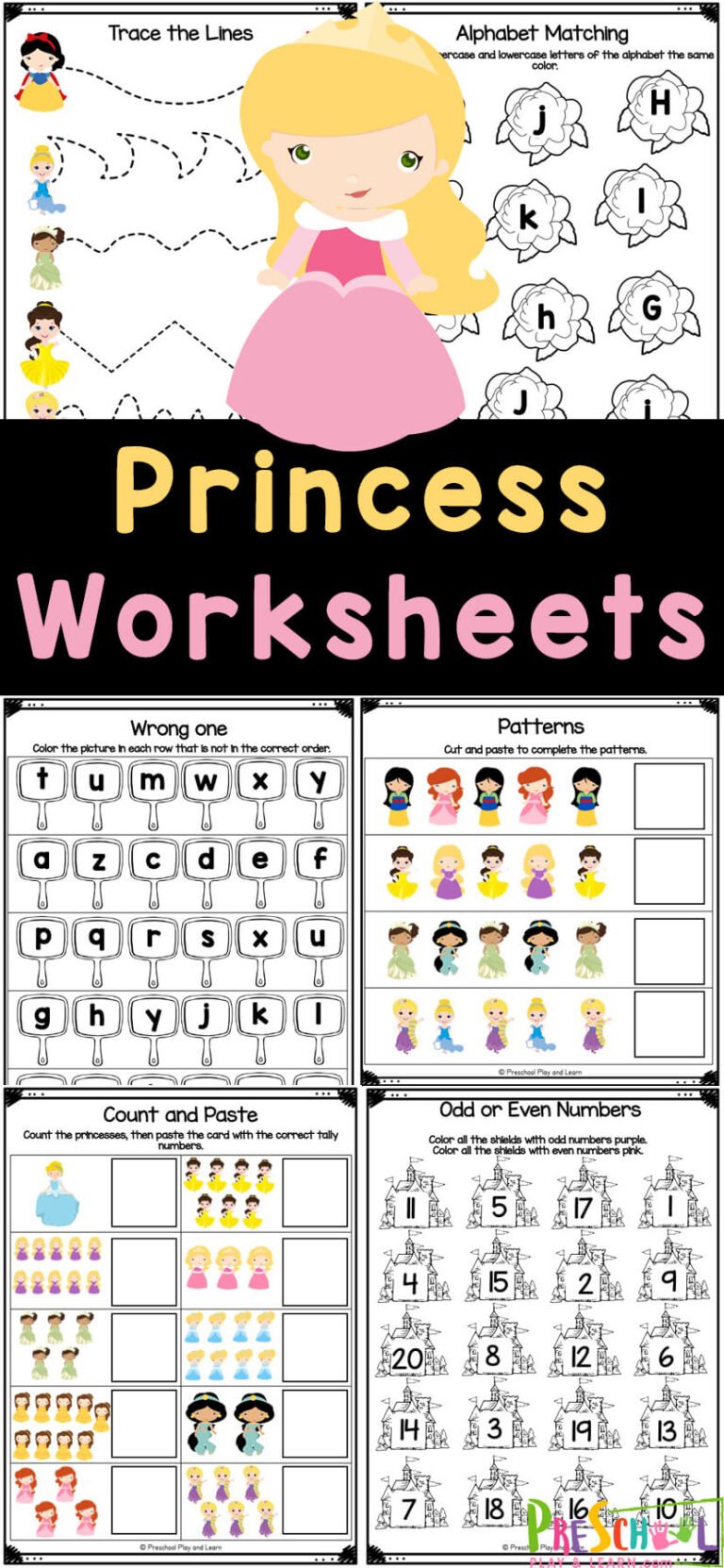 👑 Free Printable Disney Princess Worksheets for Preschoolers