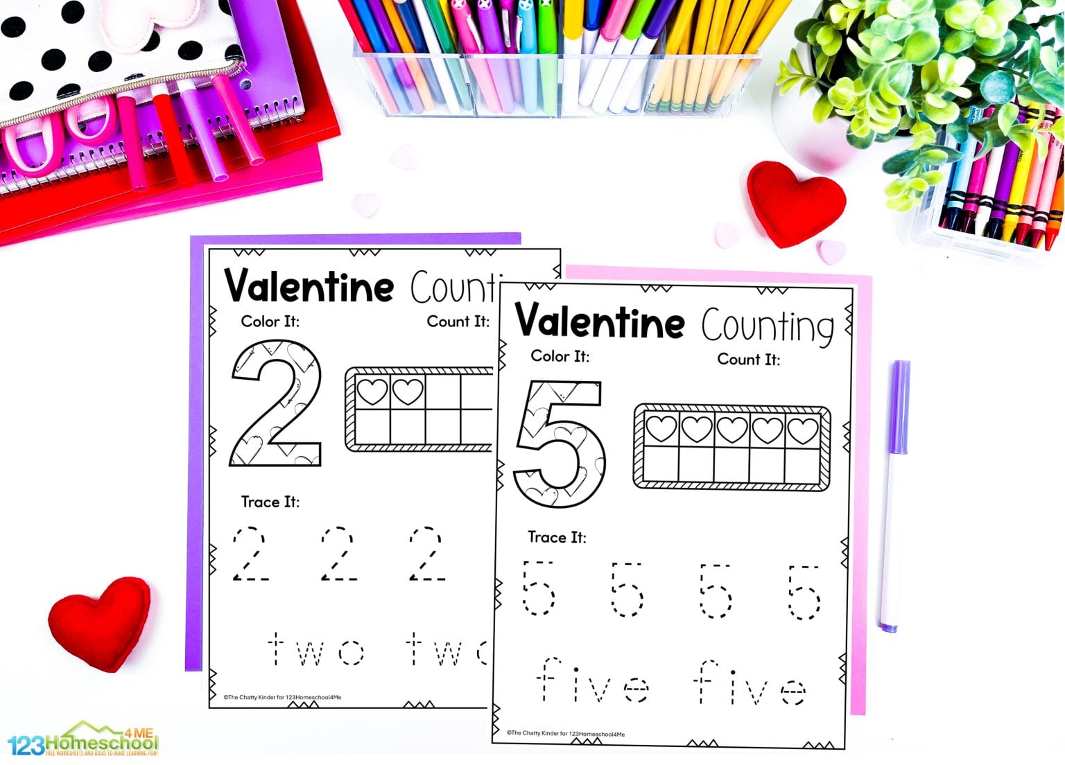 Valentines Day Counting Worksheets: Free Printable Preschool Activities