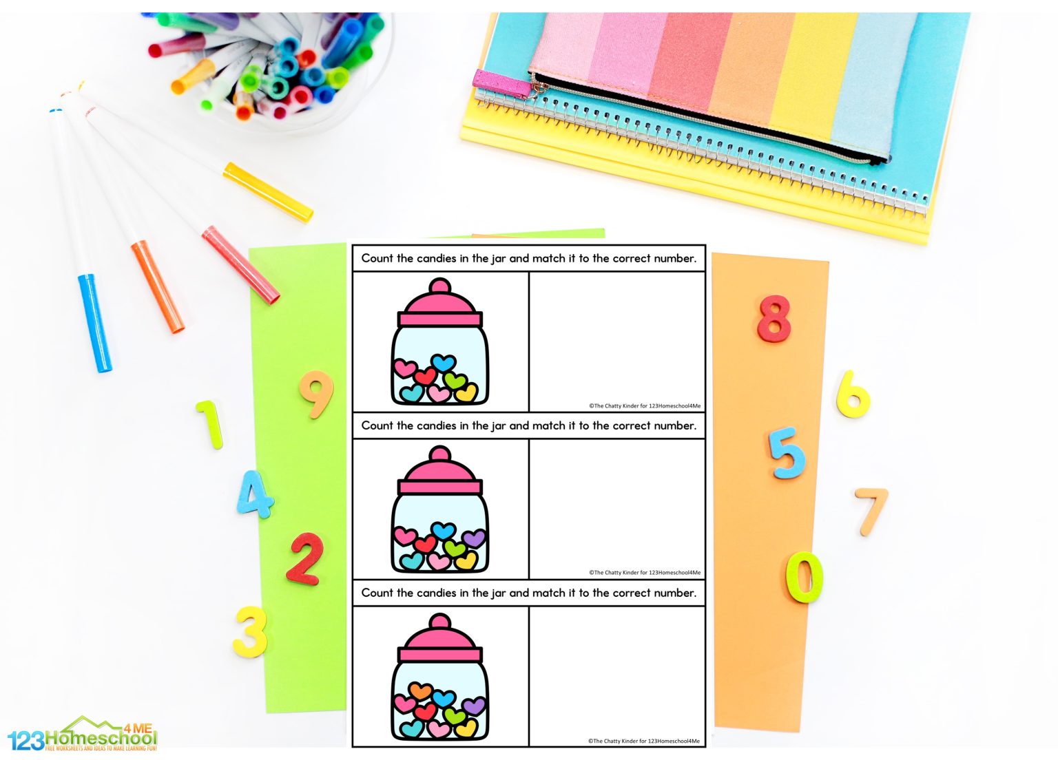 Valentines Day Counting - Number Matching Activity for Preschoolers