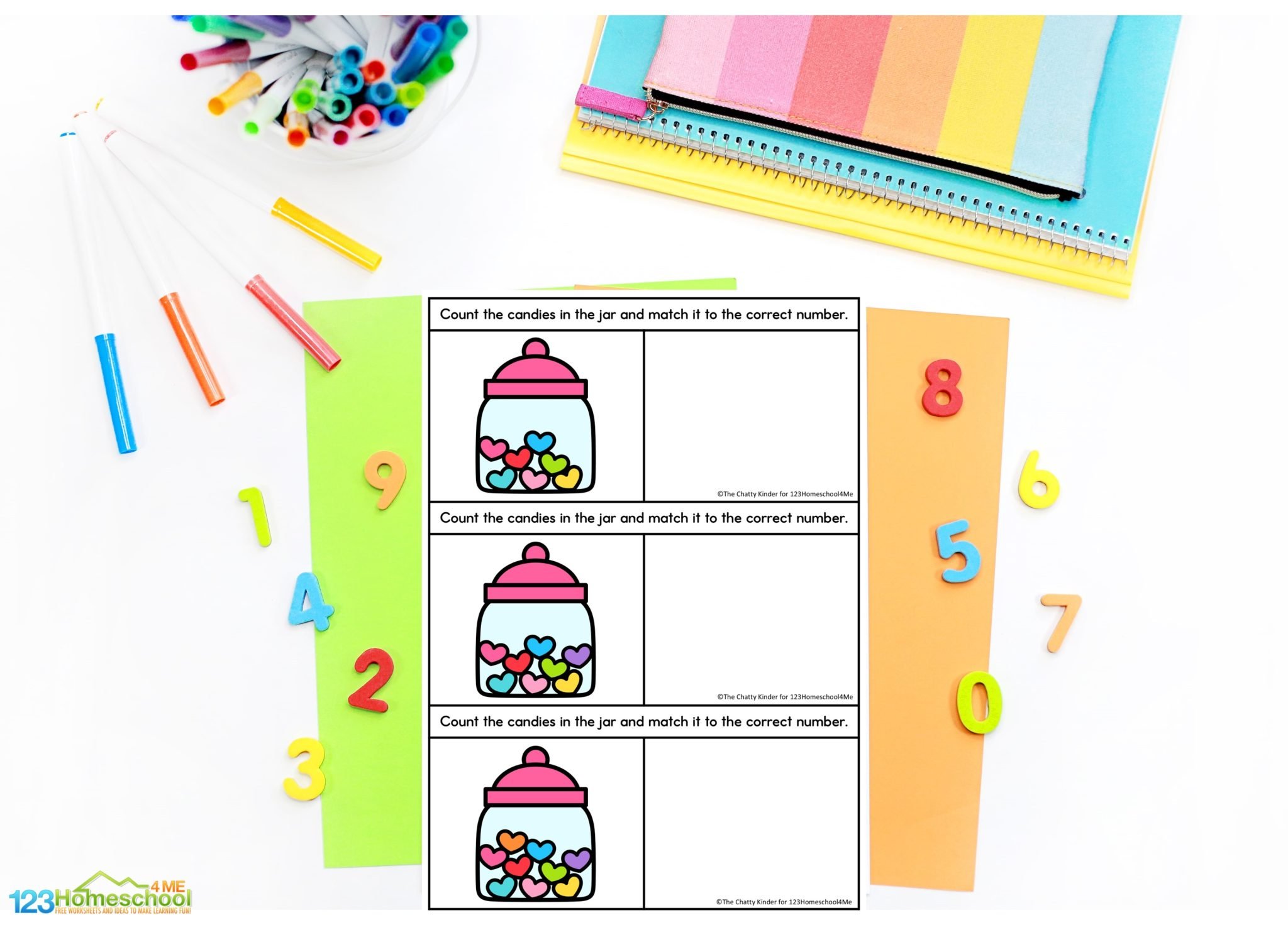 Valentines Day Counting - Number Matching Activity for Preschoolers