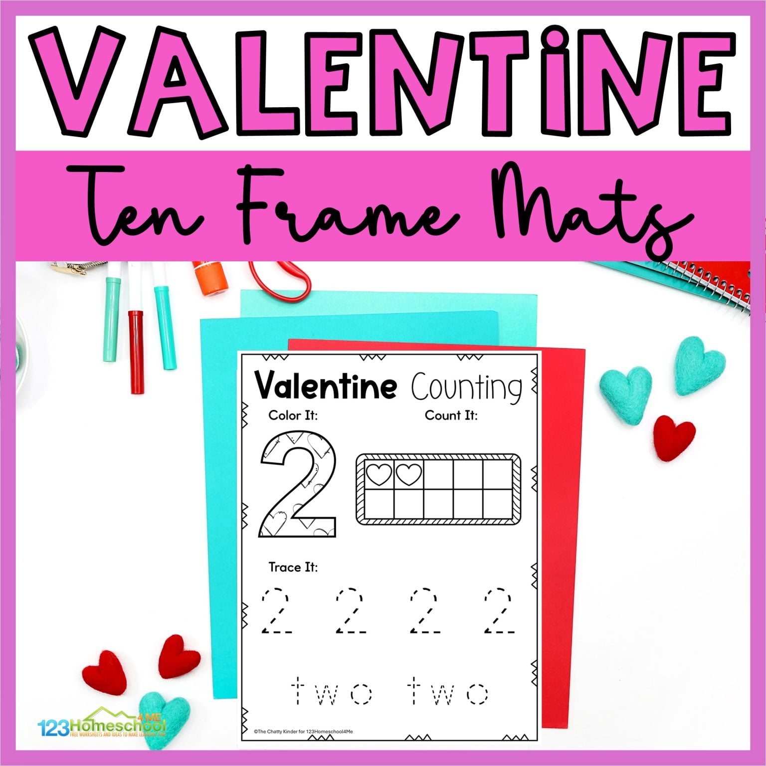 Valentines Day Counting - Number Matching Activity for Preschoolers