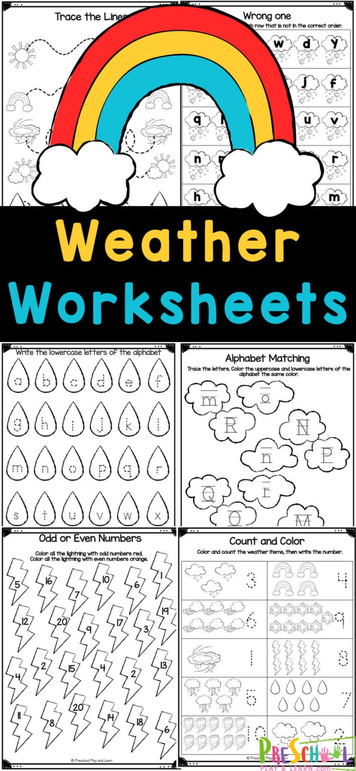 ⛅ Free Printable Weather Worksheets for Preschoolers & Kindergarten