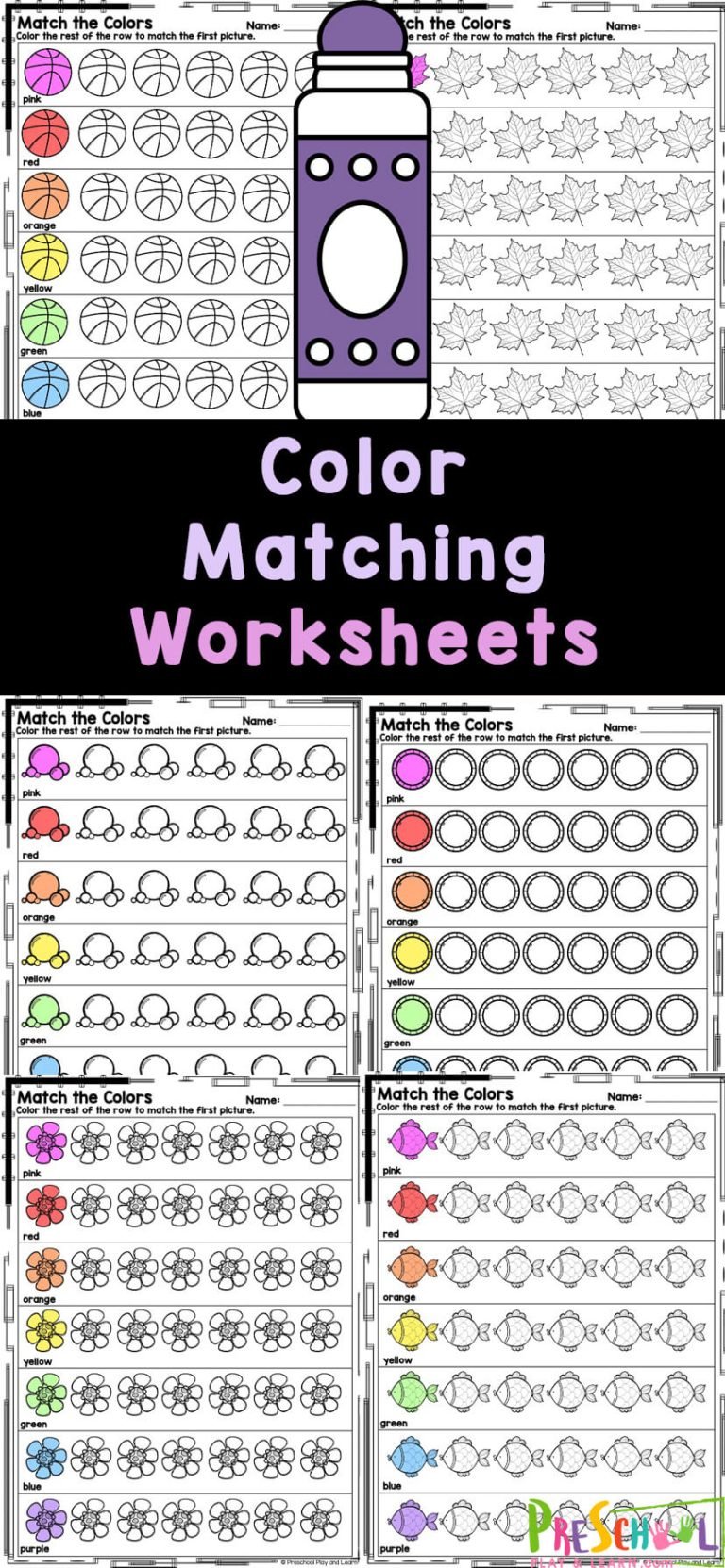 Color Matching Worksheets for Preschool