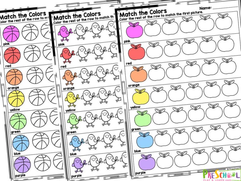 Color Matching Worksheets for Preschool