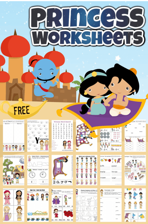 👑 Free Printable Disney Princess Worksheets for Preschoolers