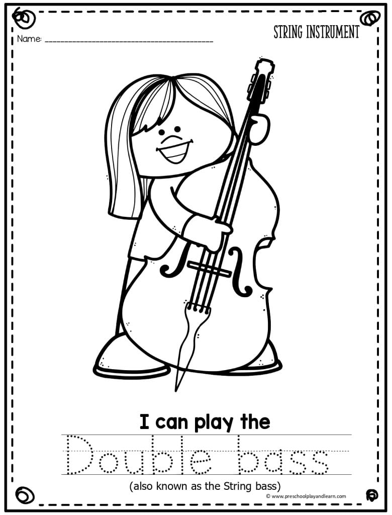Free Cute Music Instrument Colouring Pages
