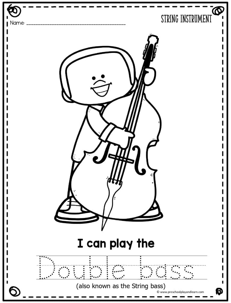 Free Cute Music Instrument Colouring Pages