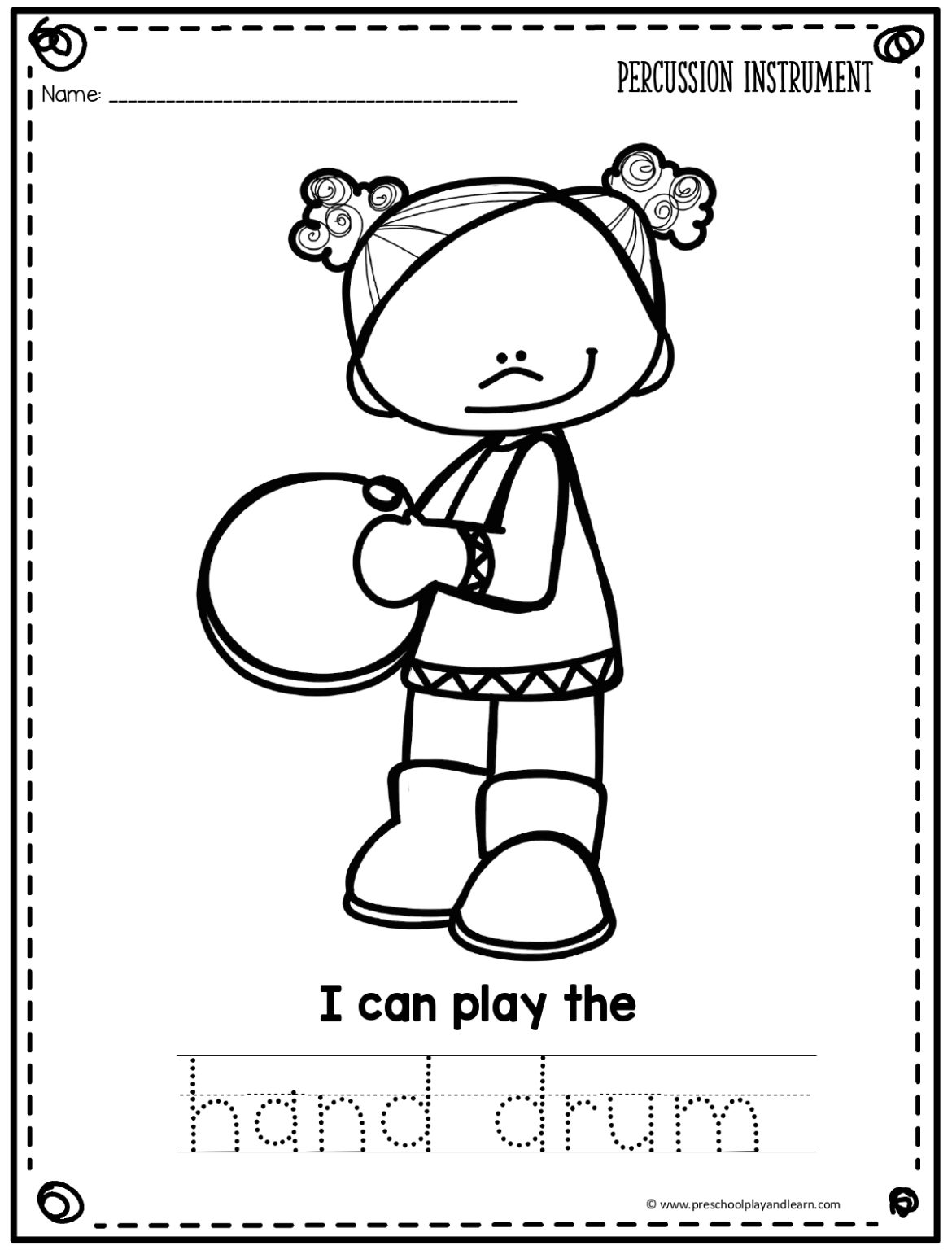 Free Cute Music Instrument Colouring Pages