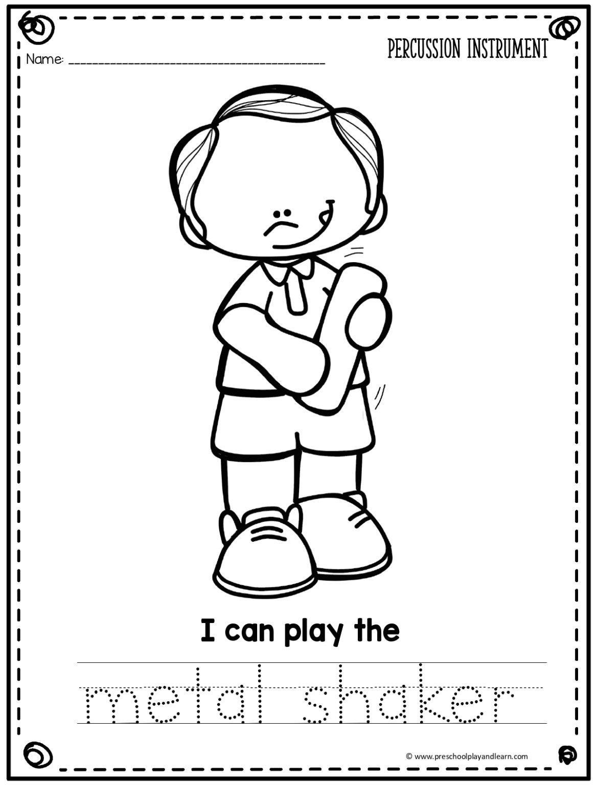 Free Cute Music Instrument Colouring Pages