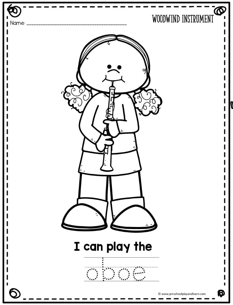 Free Cute Music Instrument Colouring Pages