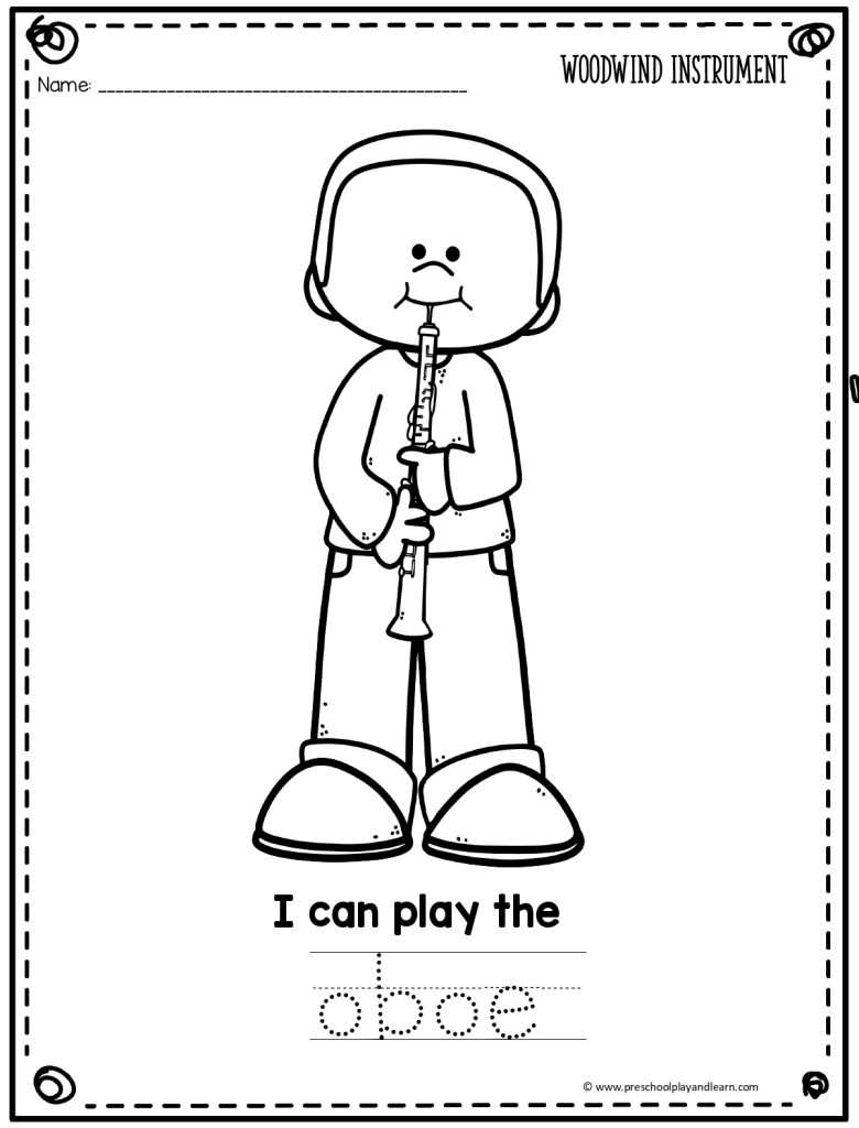 Free Cute Music Instrument Colouring Pages