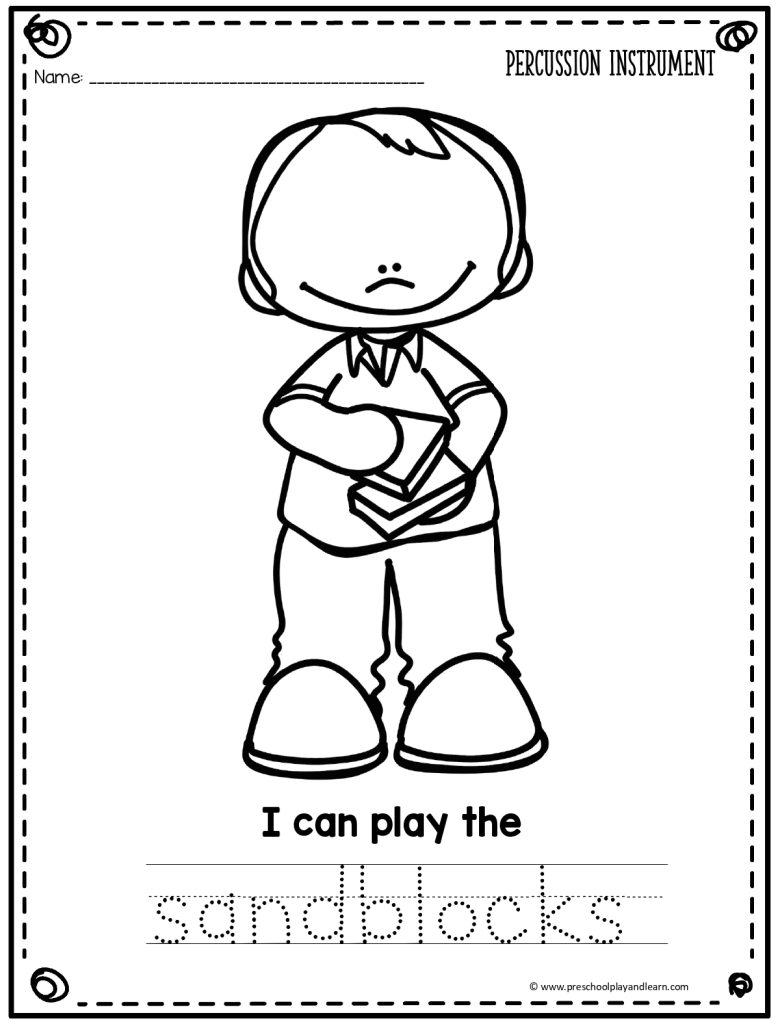 Free Cute Music Instrument Colouring Pages