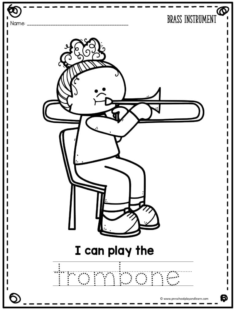 Free Cute Music Instrument Colouring Pages