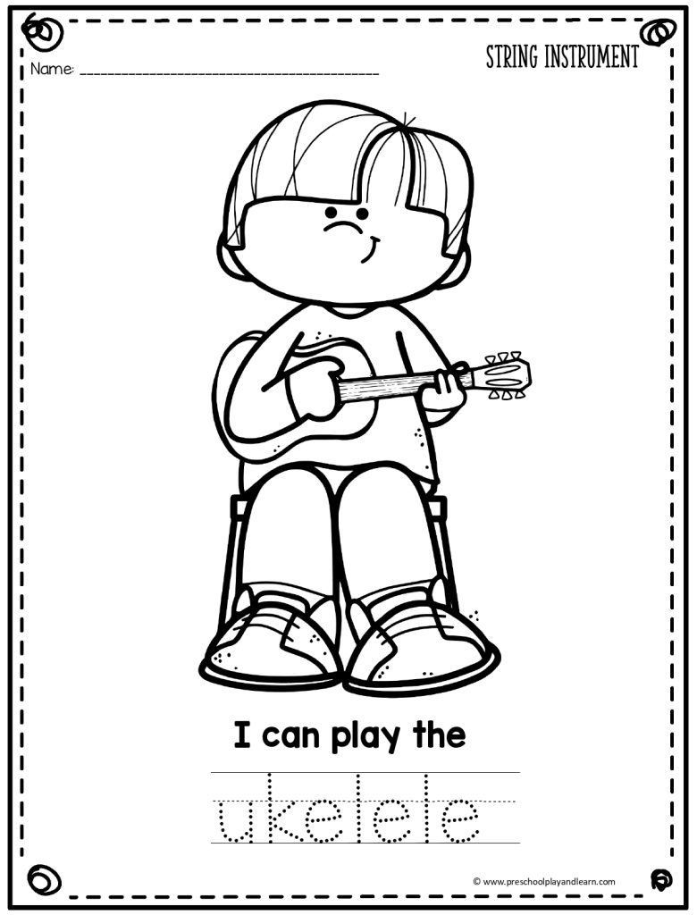 Free Cute Music Instrument Colouring Pages