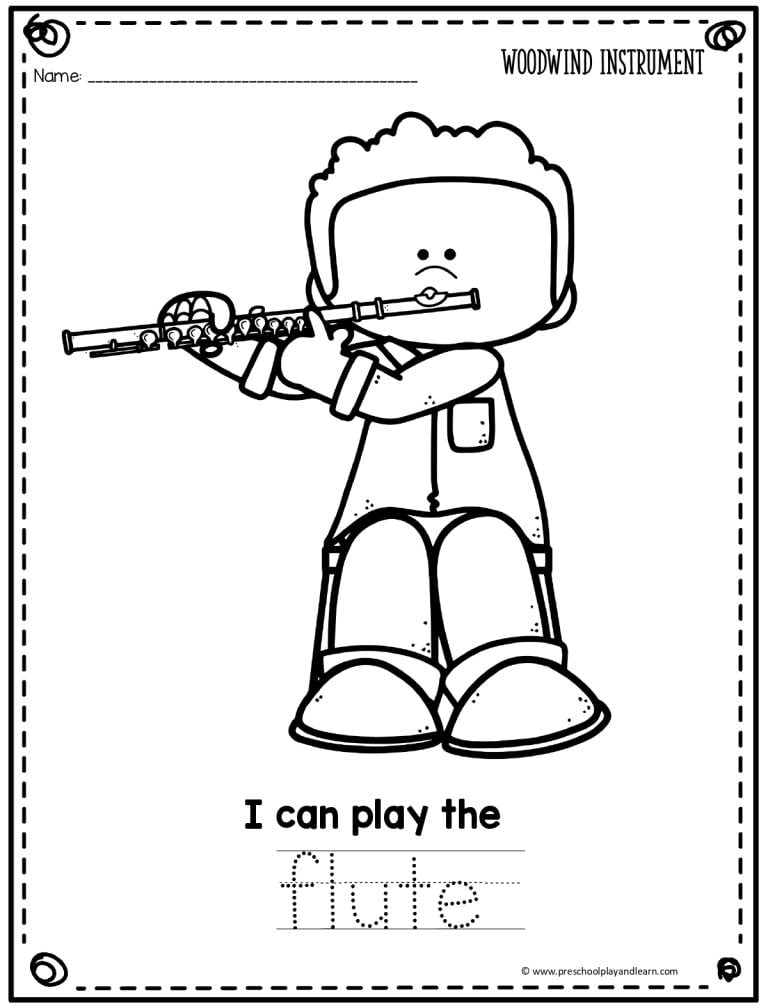 Free Cute Music Instrument Colouring Pages