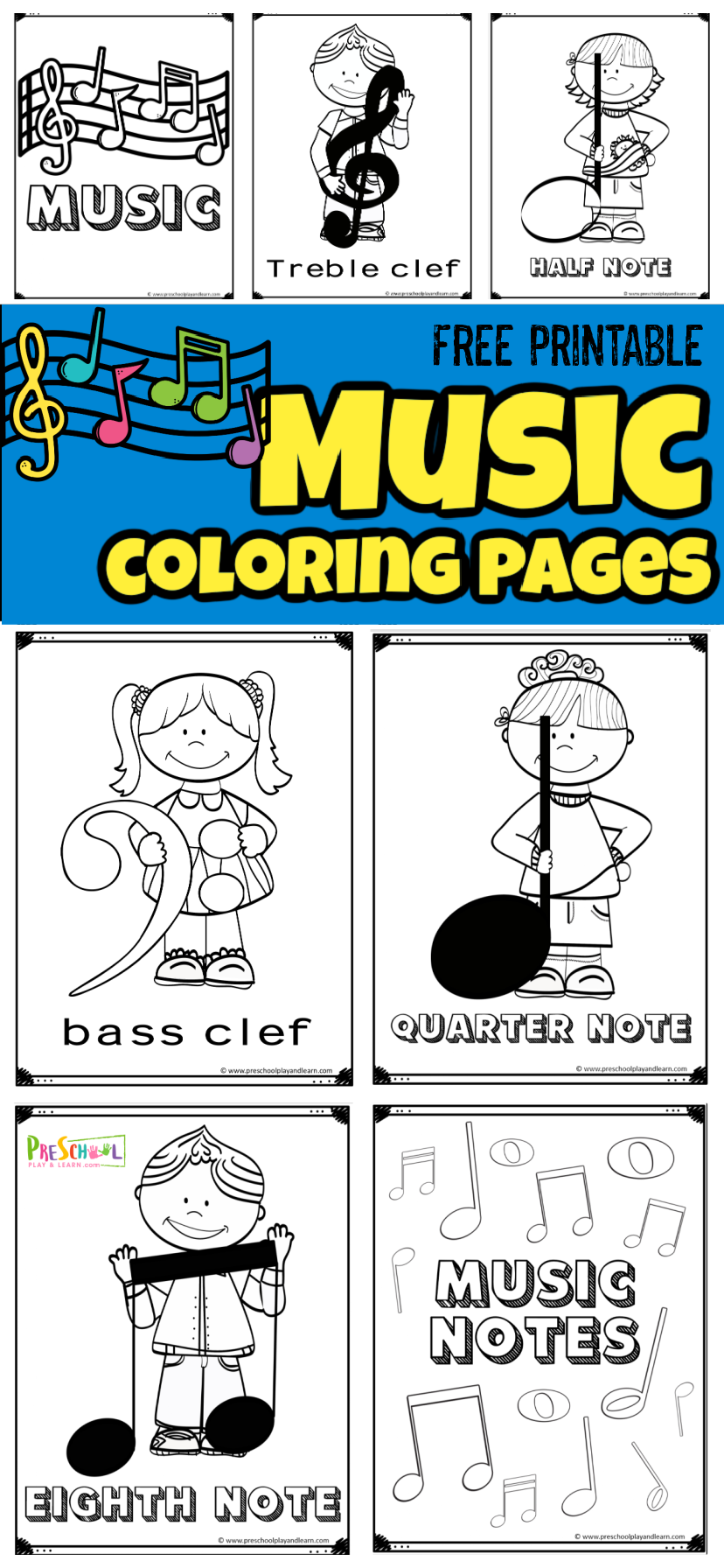 🎵 Music Coloring Pages - Notes & Symbols
