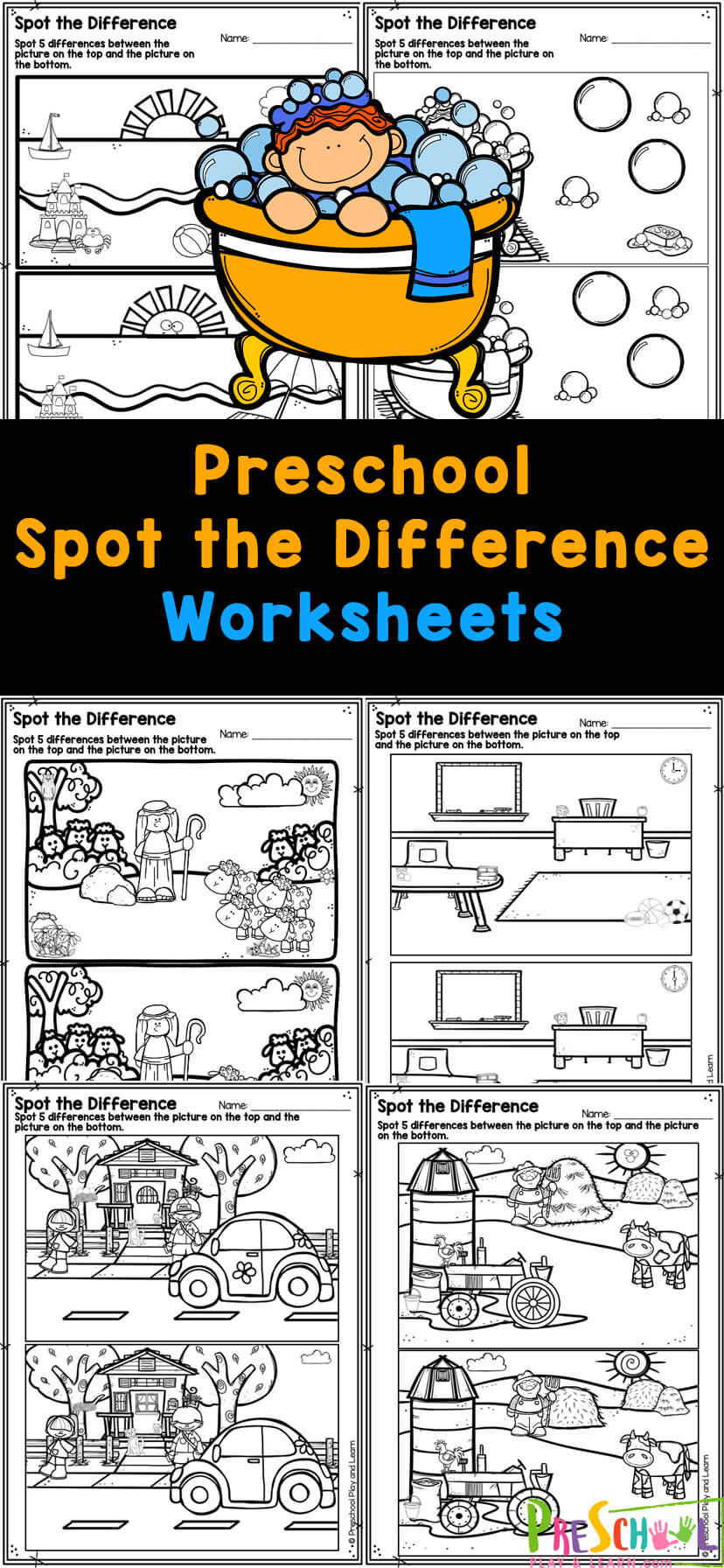 Spot the Difference Worksheets - Free Find the Differences Pictures ...