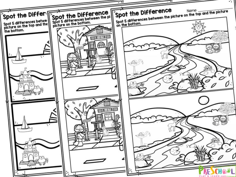 Spot the Difference Worksheets - Free Find the Differences Pictures ...