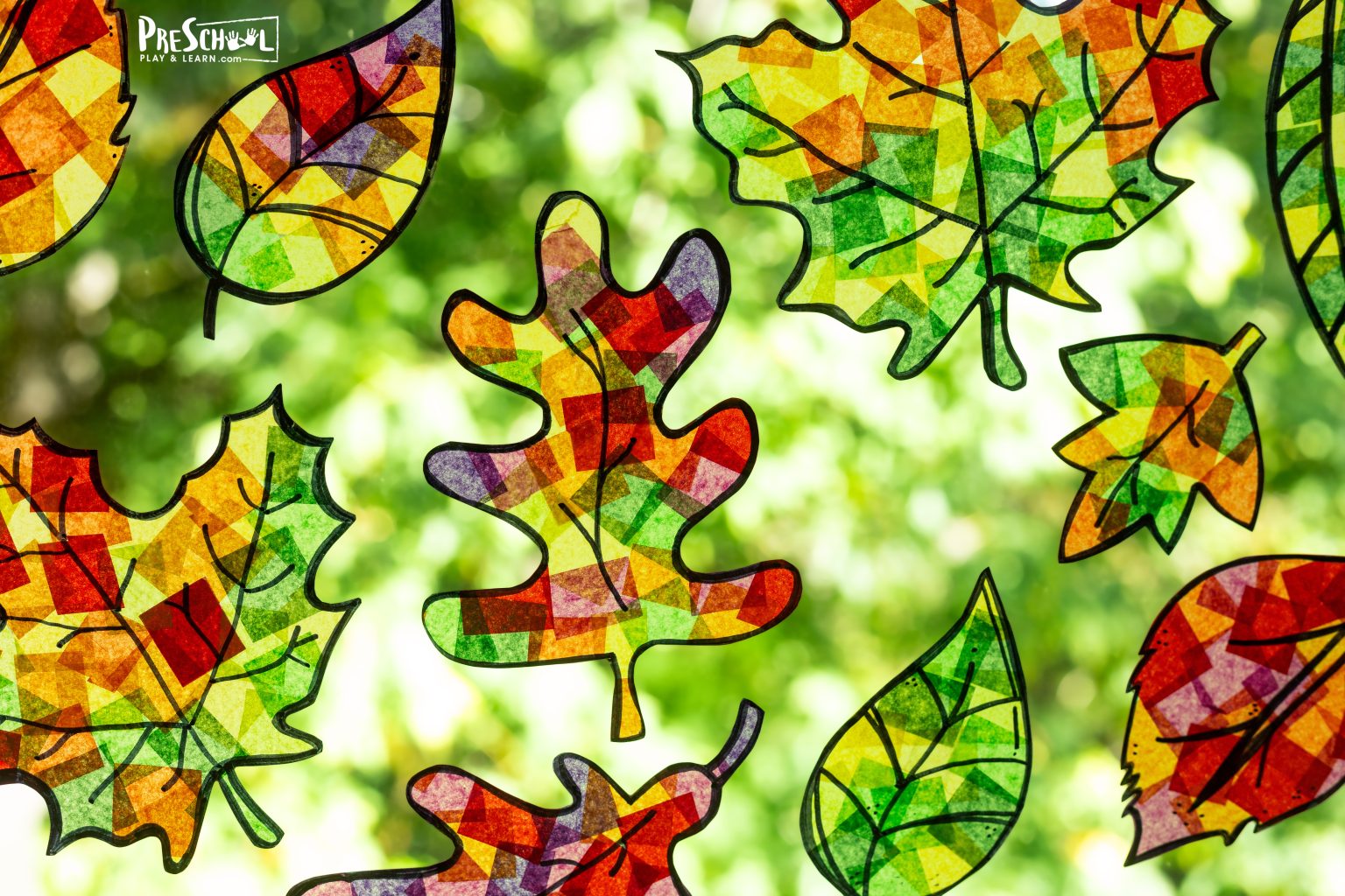 EASY Fall Leaf Suncatcher Craft for Preschool - Free Printable Template!