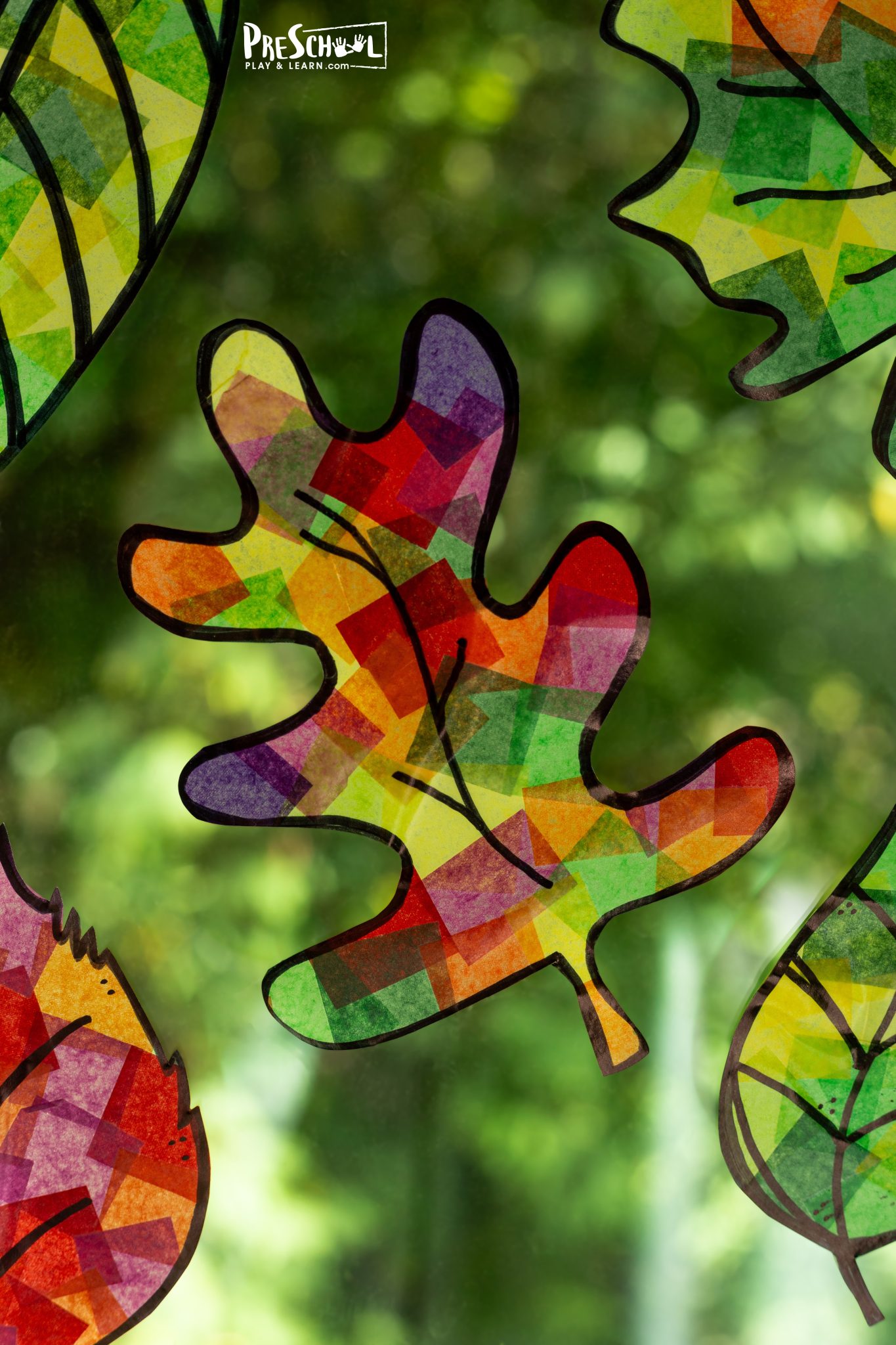EASY Fall Leaf Suncatcher Craft for Preschool - Free Printable Template!