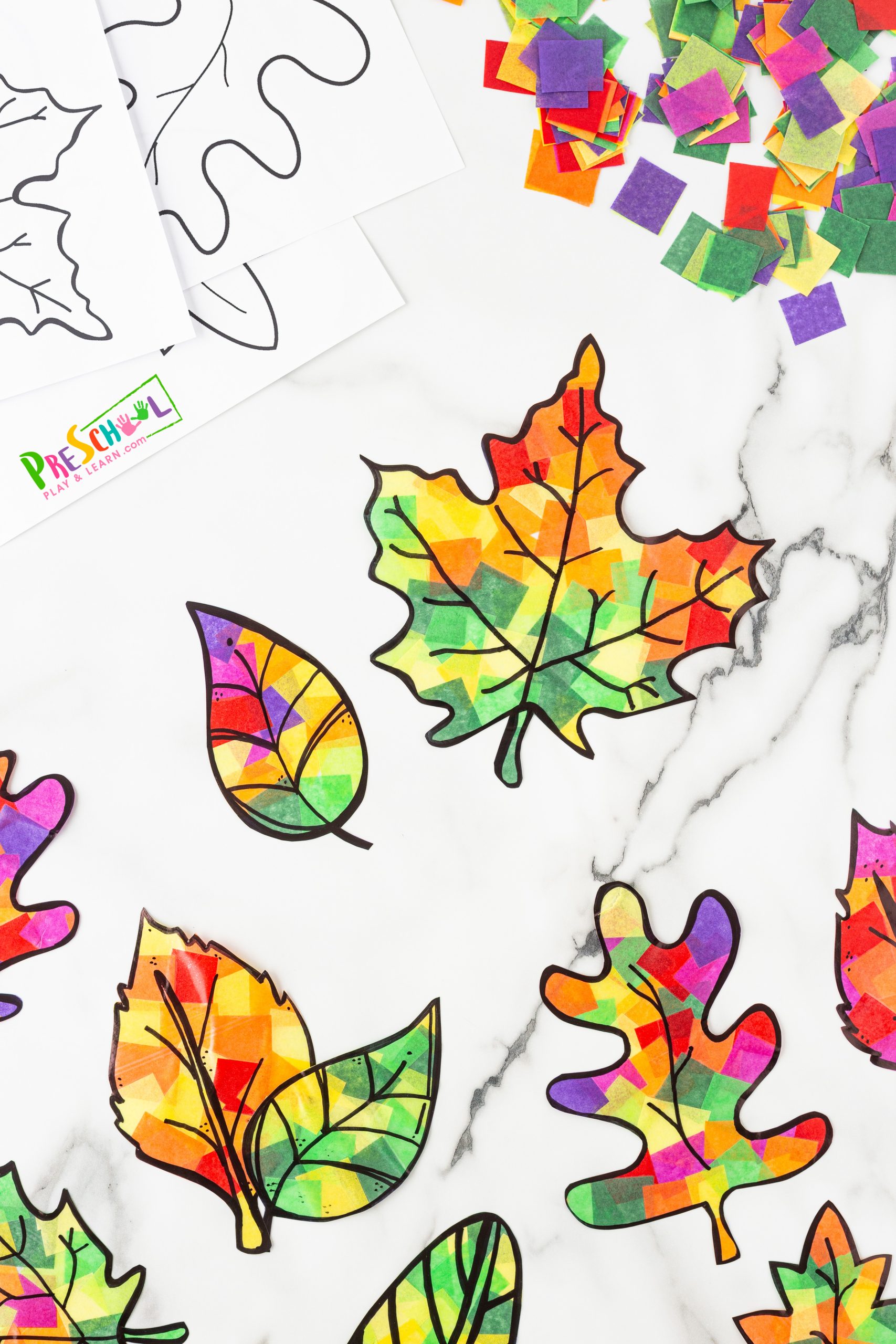 EASY Fall Leaf Suncatcher Craft for Preschool - Free Printable Template!
