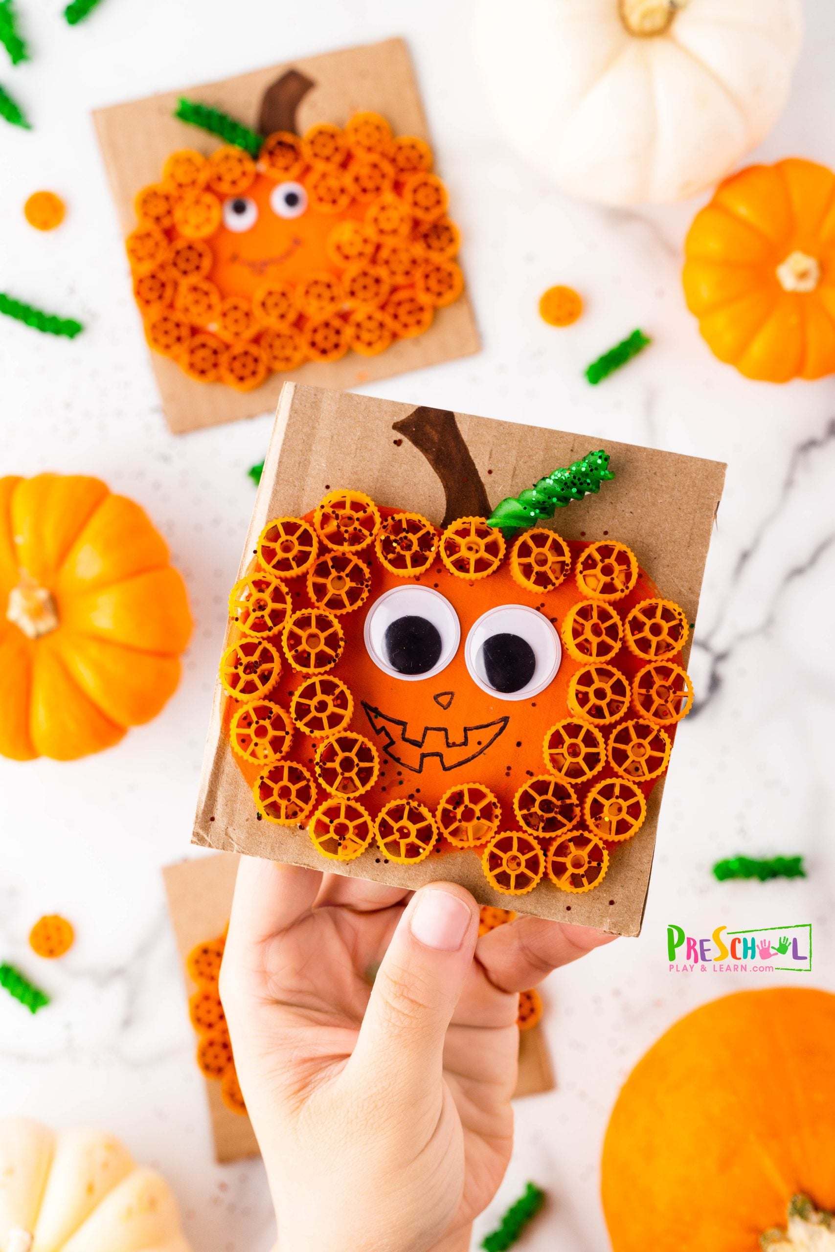 🎃 Simple Pasta Pumpkin Craft for Preschoolers