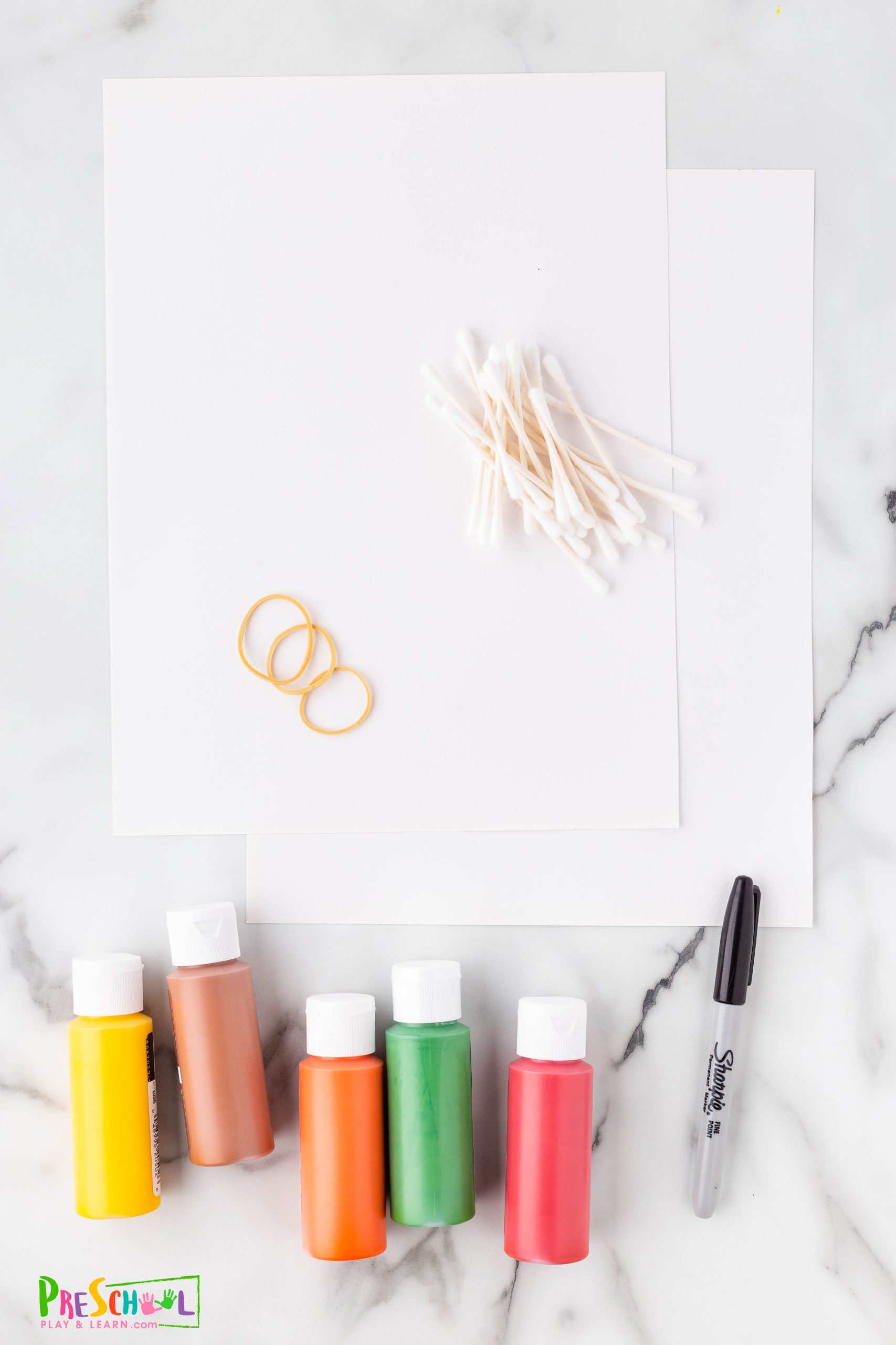 Q-tip Painted Fall Tree Craft for Preschool