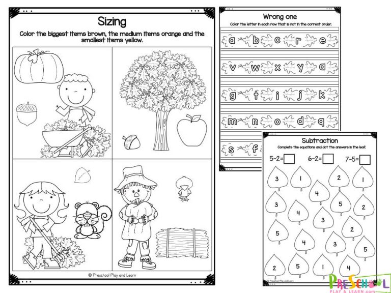Preschool Fall Worksheets - Free Autumn Activity Sheets!