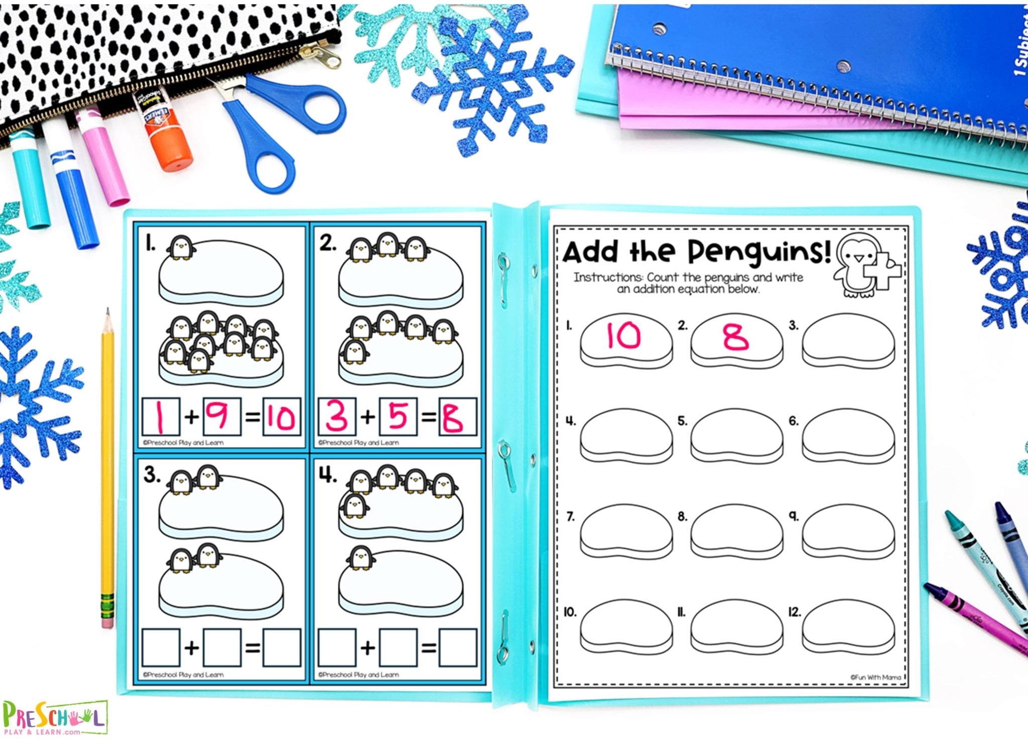 🐧 Cute Penguin Addition Activity for Winter Math Fun