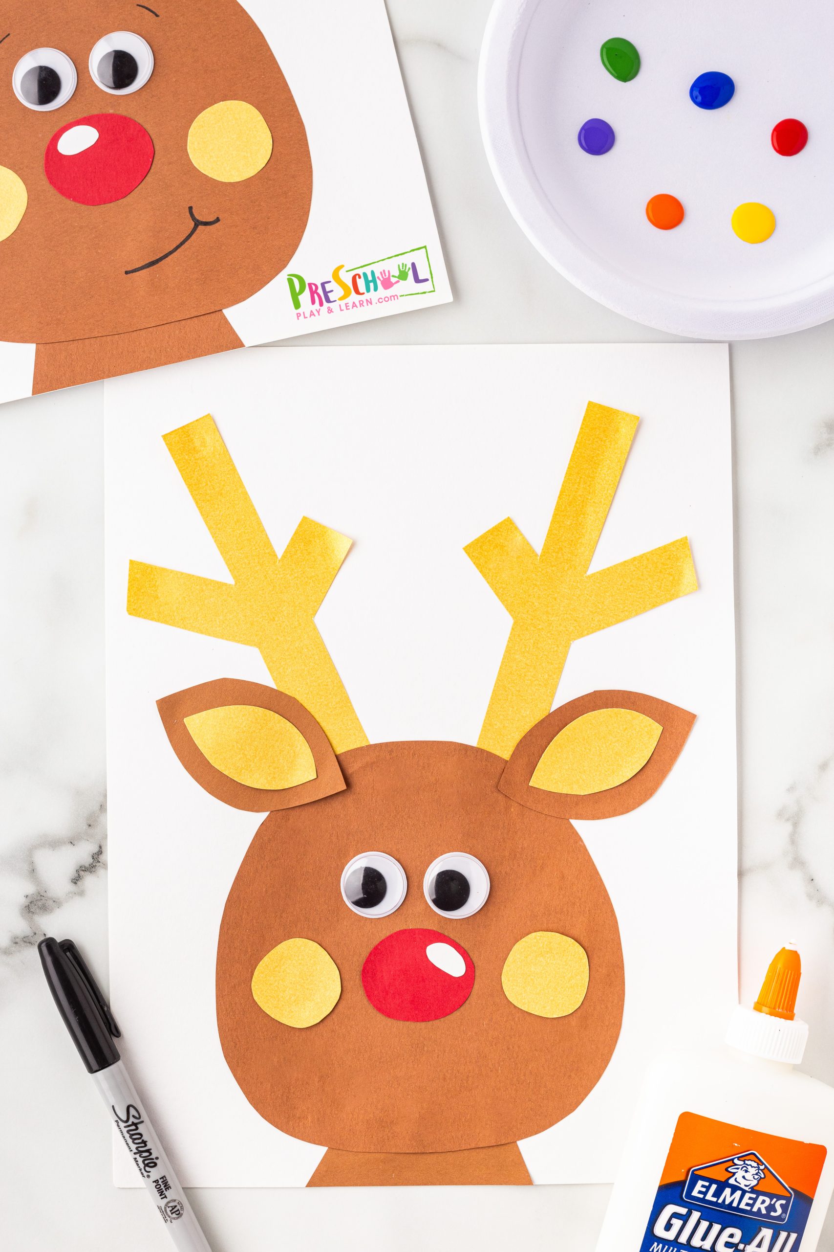 🦌 Cute Christmas Fingerprint Reindeer Craft for Kids