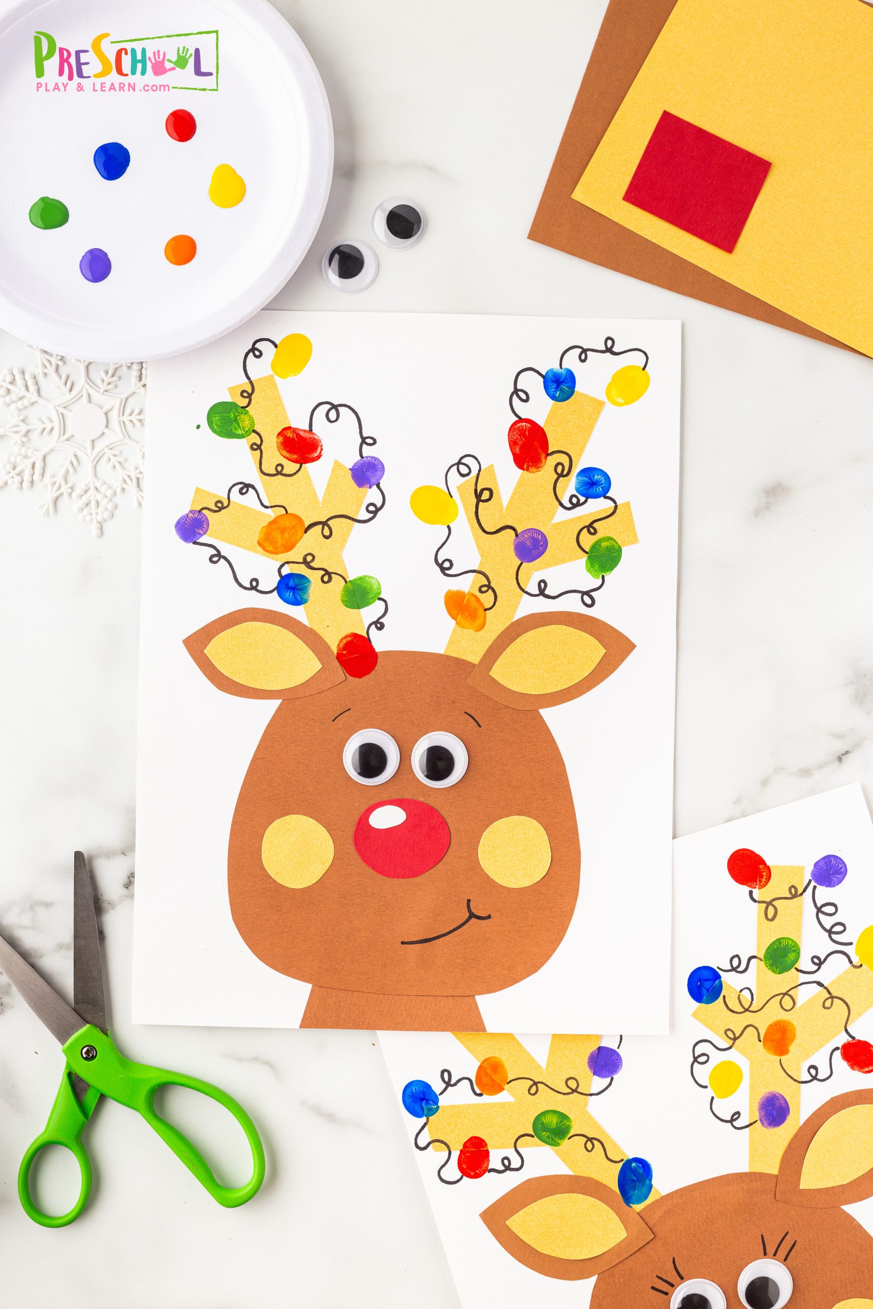 🦌 Cute Christmas Fingerprint Reindeer Craft for Kids