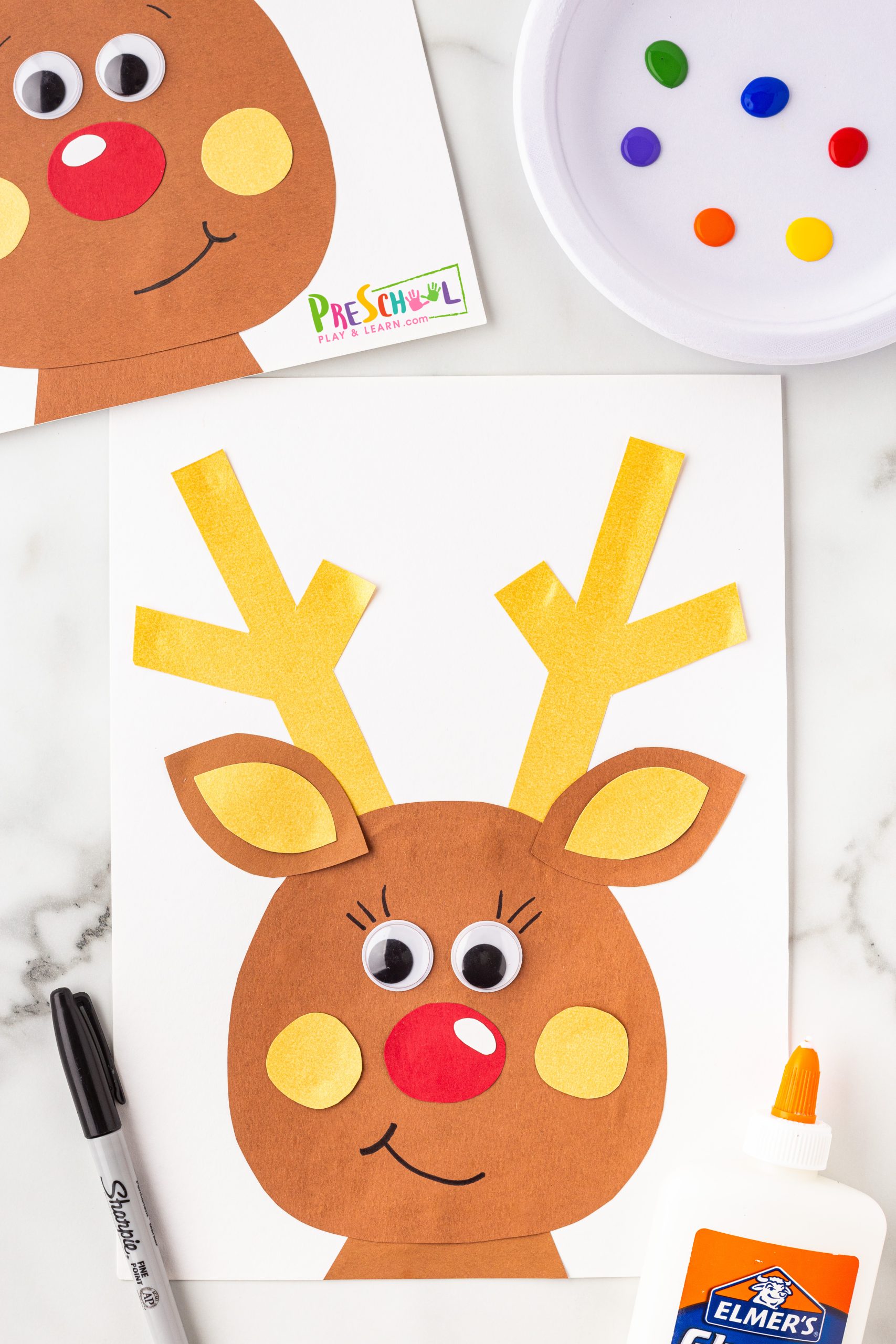 🦌 Cute Christmas Fingerprint Reindeer Craft for Kids